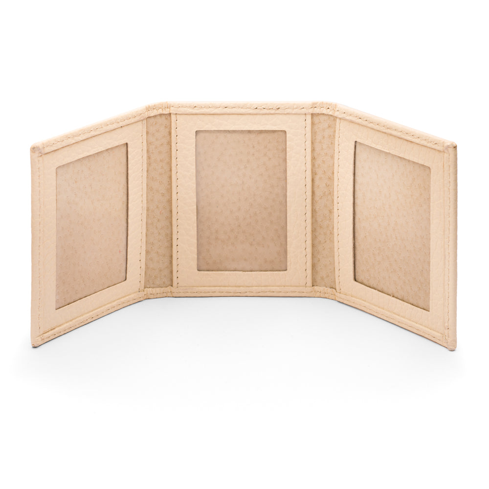 Mini Leather Trifold Photo Frame, Ivory | Frames | SageBrown
