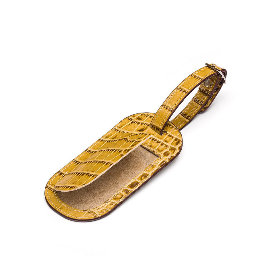 Leather Luggage Tag, Antique Green Croc | Tags For Luggage | SageBrown