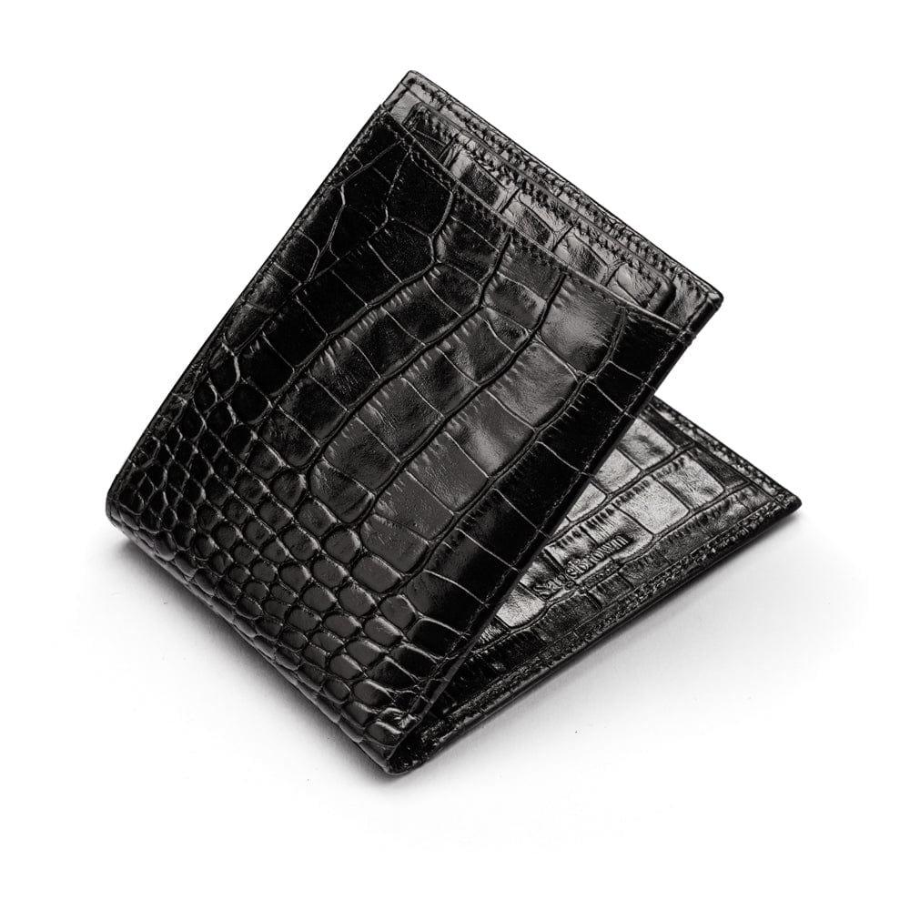 Leather 2 in 1 Wallet, Black Croc | Men's Wallets | SageBrown