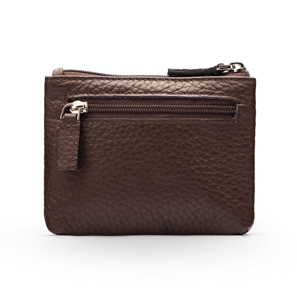 RFID Small Leather Zip Coin Pouch, Brown | Coin Purse | SageBrown