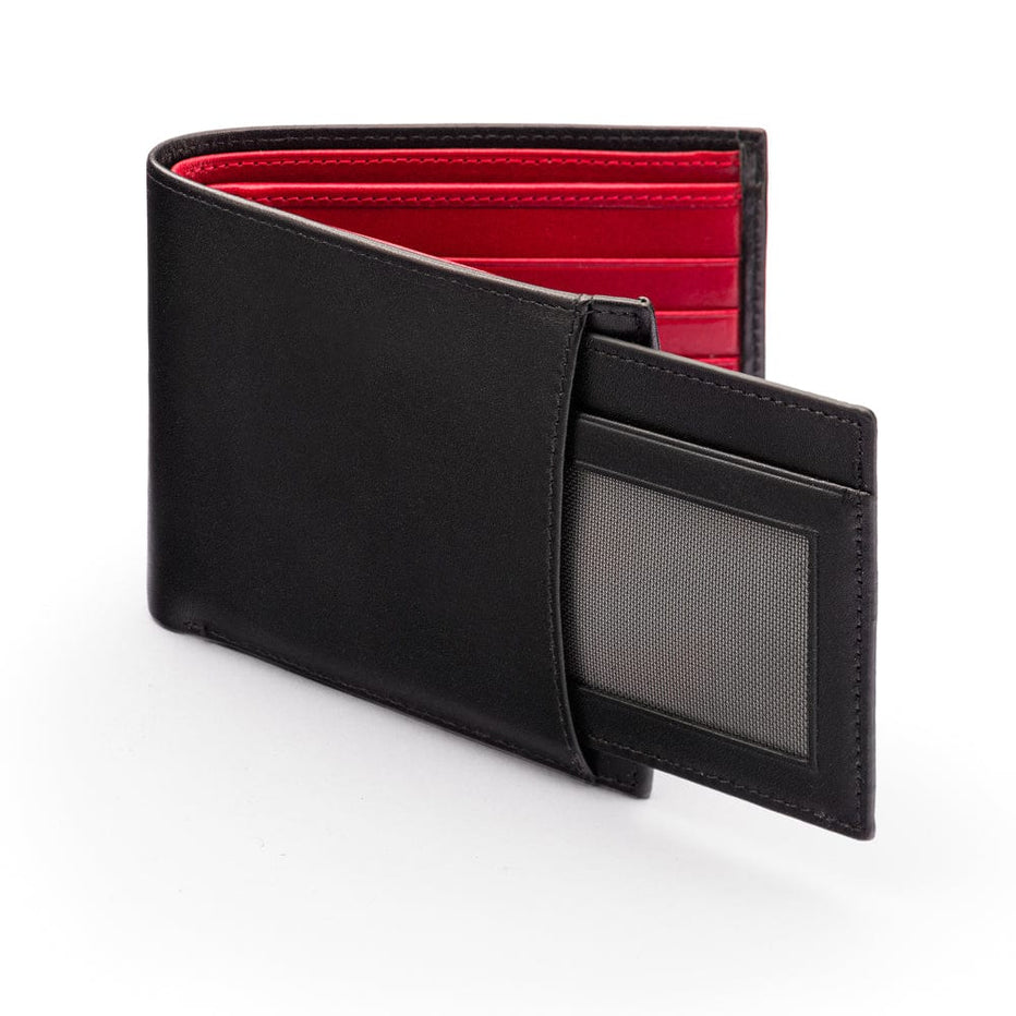 Leather 2 in 1 Wallet, Black With Red | Men's Wallets | SageBrown