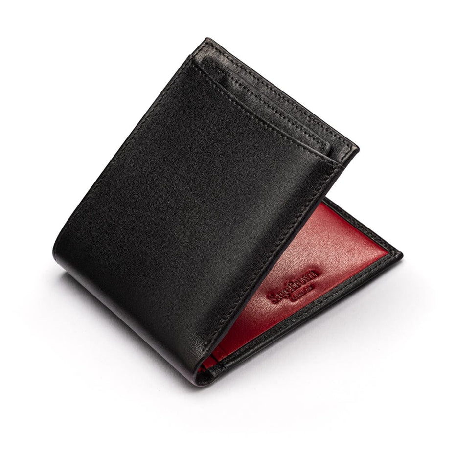 Leather 2 in 1 Wallet, Black With Red | Men's Wallets | SageBrown