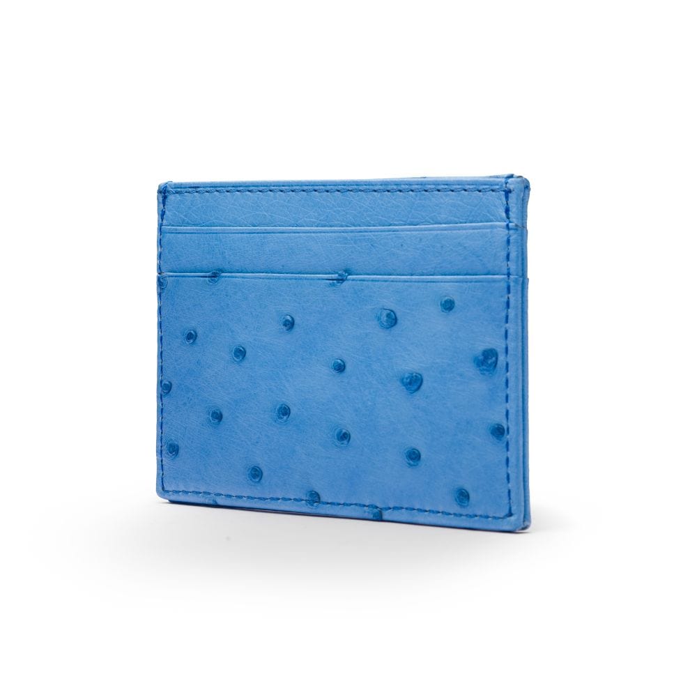 Flat Ostrich Leather Card Case, Blue | Card Cases | SageBrown