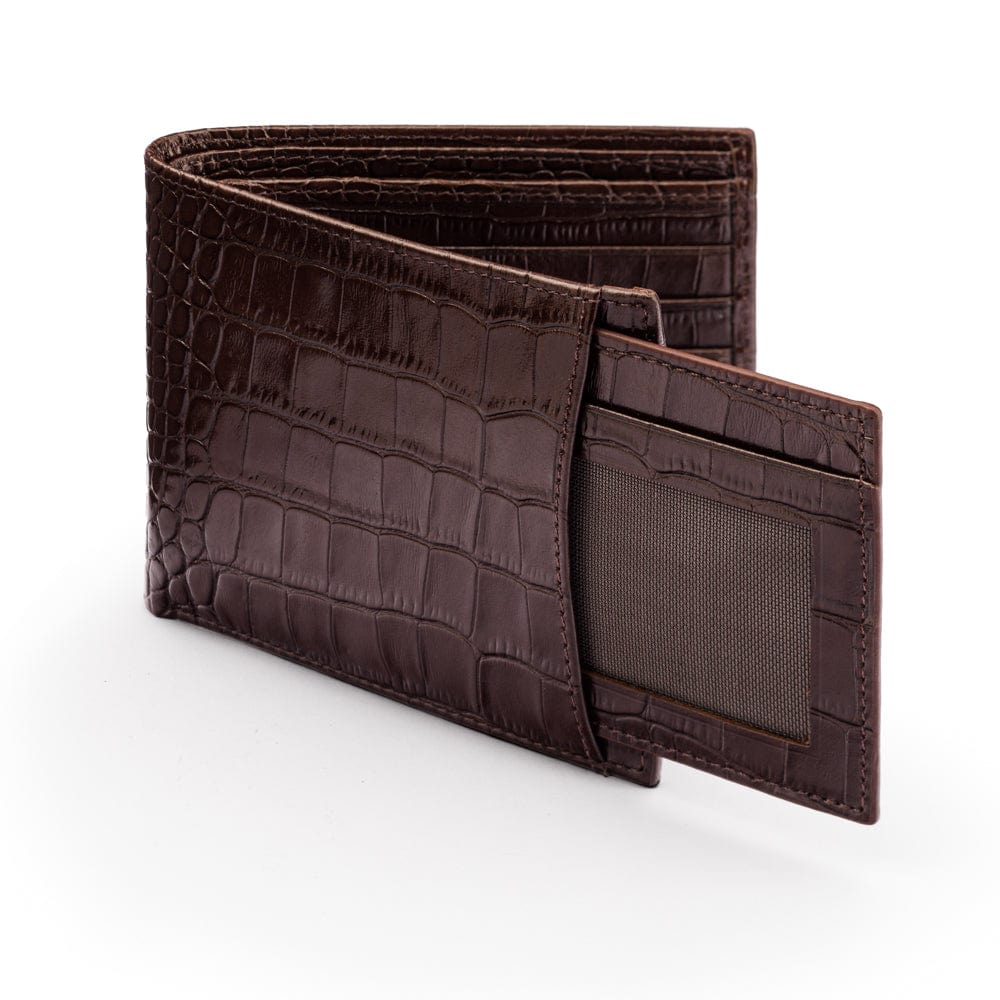 Leather 2 in 1 Wallet, Brown Croc | Men's Wallets | SageBrown