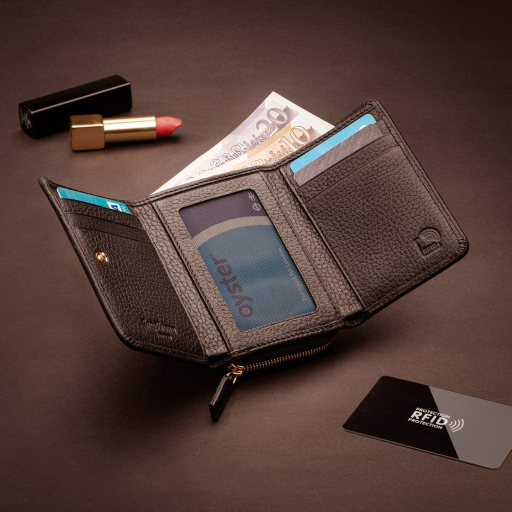 RFID Leather Tri-fold Coin Purse, Brown | Purses | SageBrown