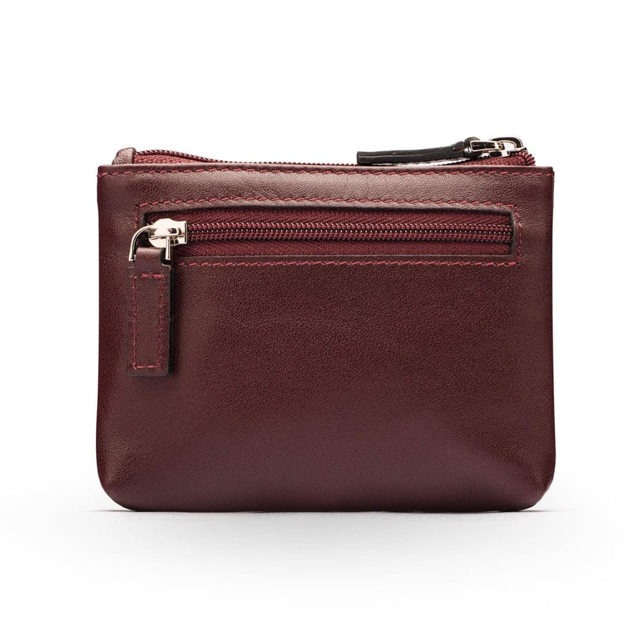 RFID Small Leather Zip Coin Pouch, Dark Tan | Coin Purse | SageBrown