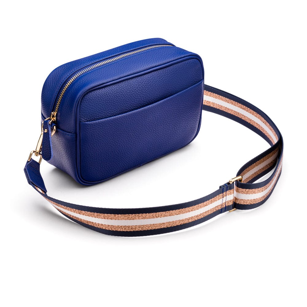 Leather Cross Body Camera Bag, Cobalt | Cross Body Bags | SageBrown