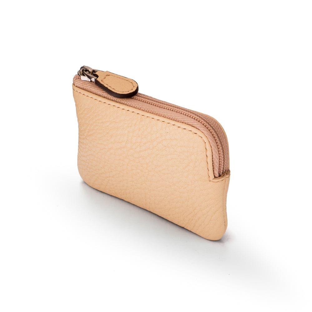Mini Leather Coin Purse, Key Chain, Cream | Coin Purses | SageBrown