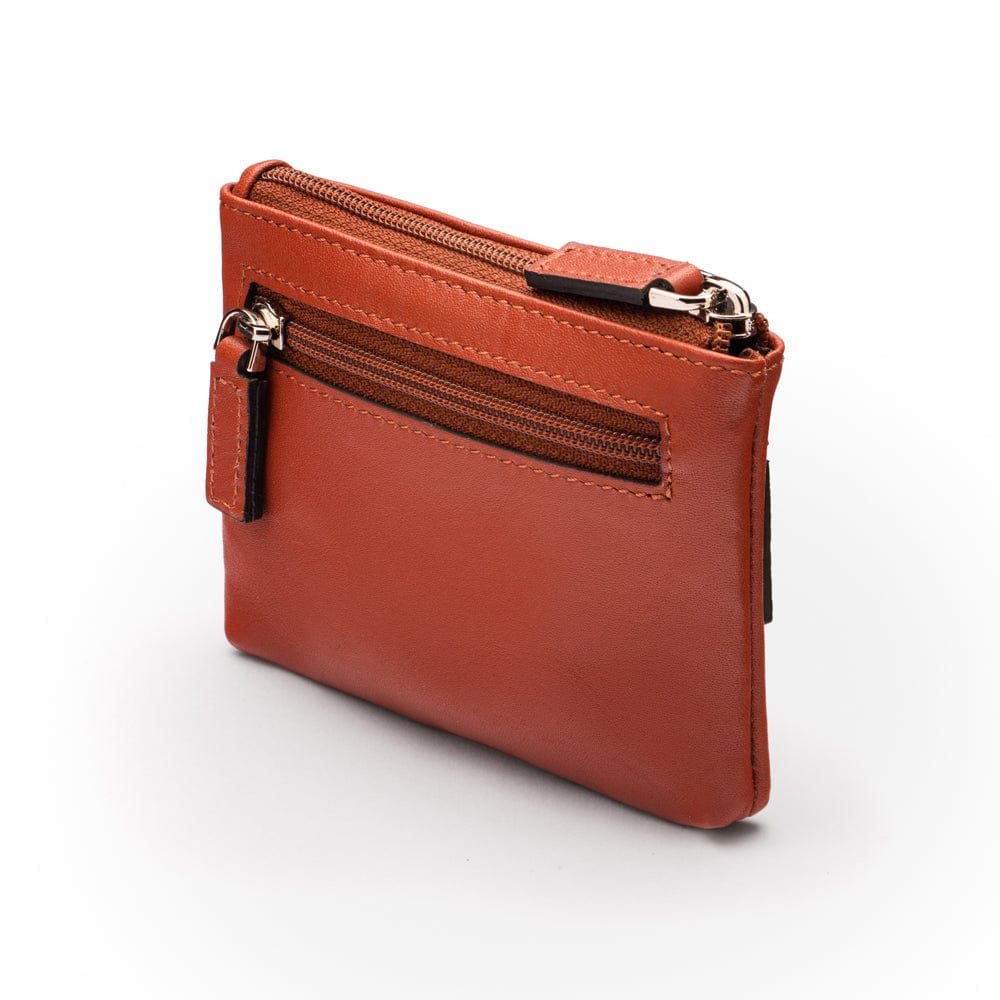 RFID Small Leather Zip Coin Pouch, Havana Tan | Coin Purse | SageBrown