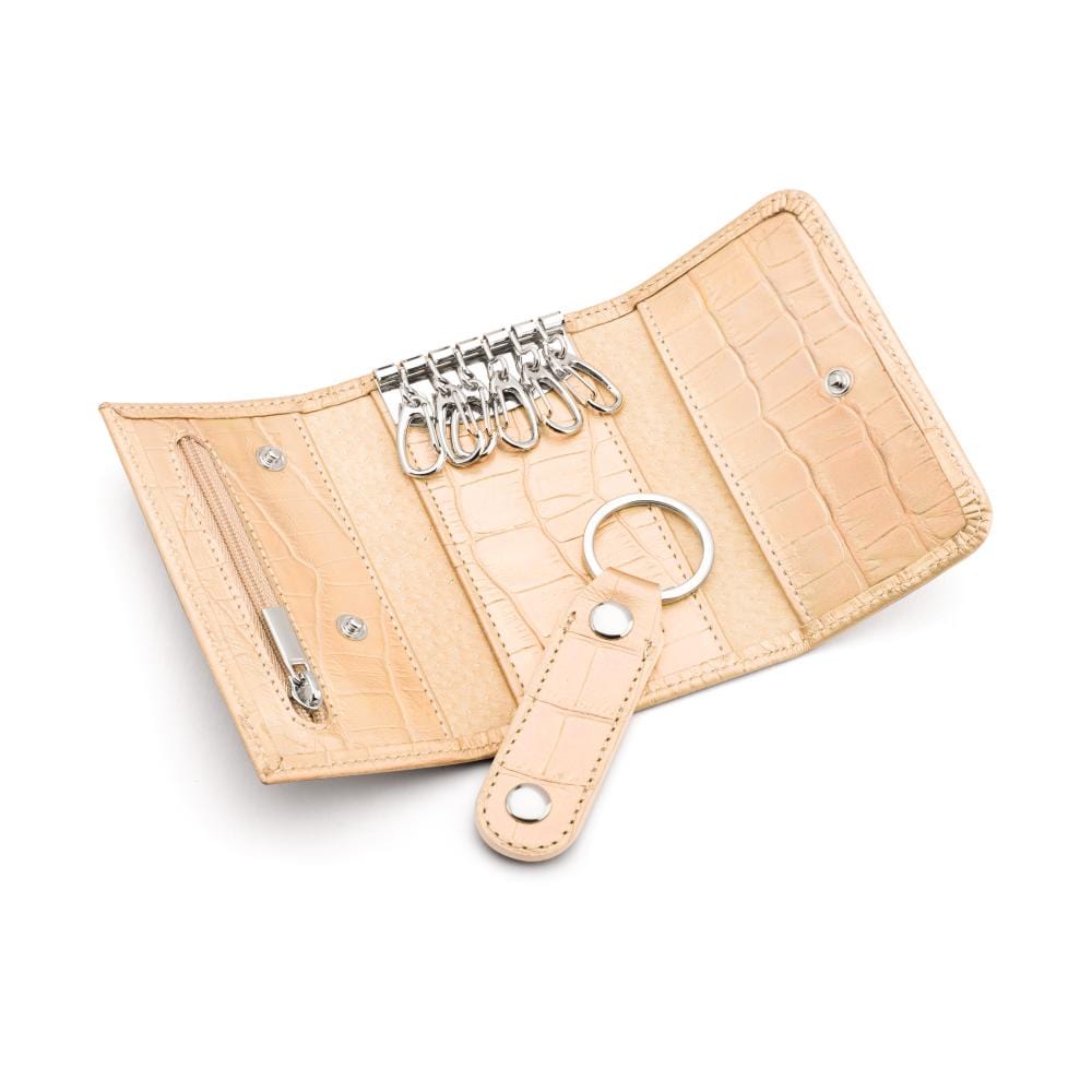 Leather Key Ring Wallet, Gold Croc | Key Case | SageBrown