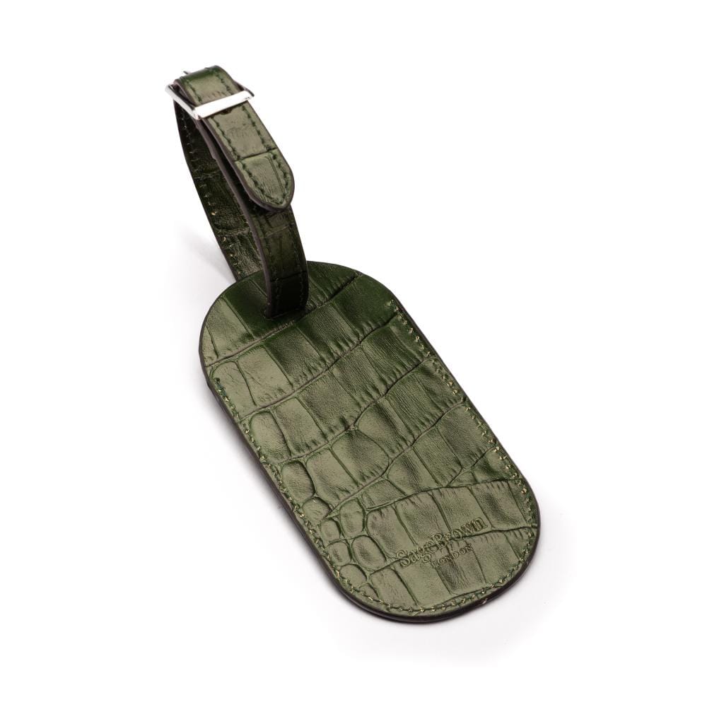 Leather Luggage Tag, Green Croc | Tags For Luggage | SageBrown