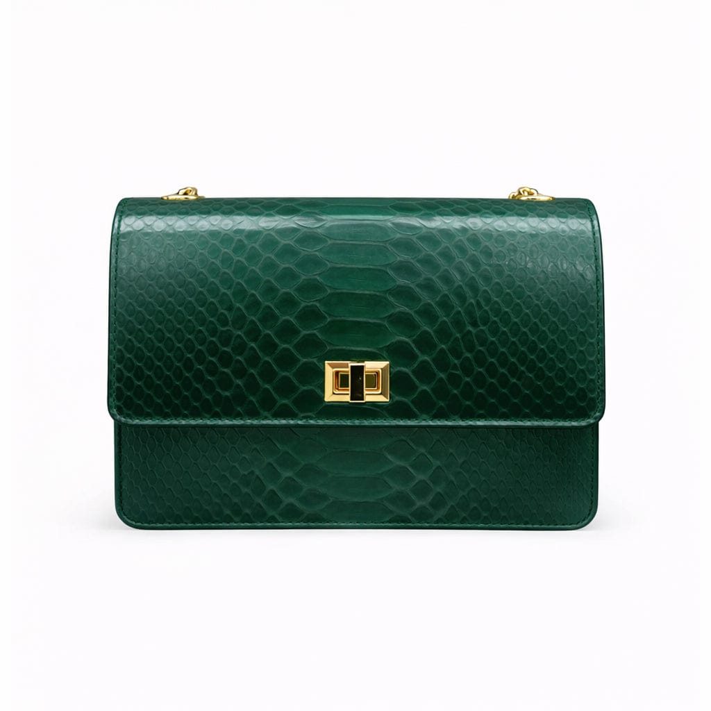 Leather Chain Bag, Green Python | Shoulder Bags | SageBrown