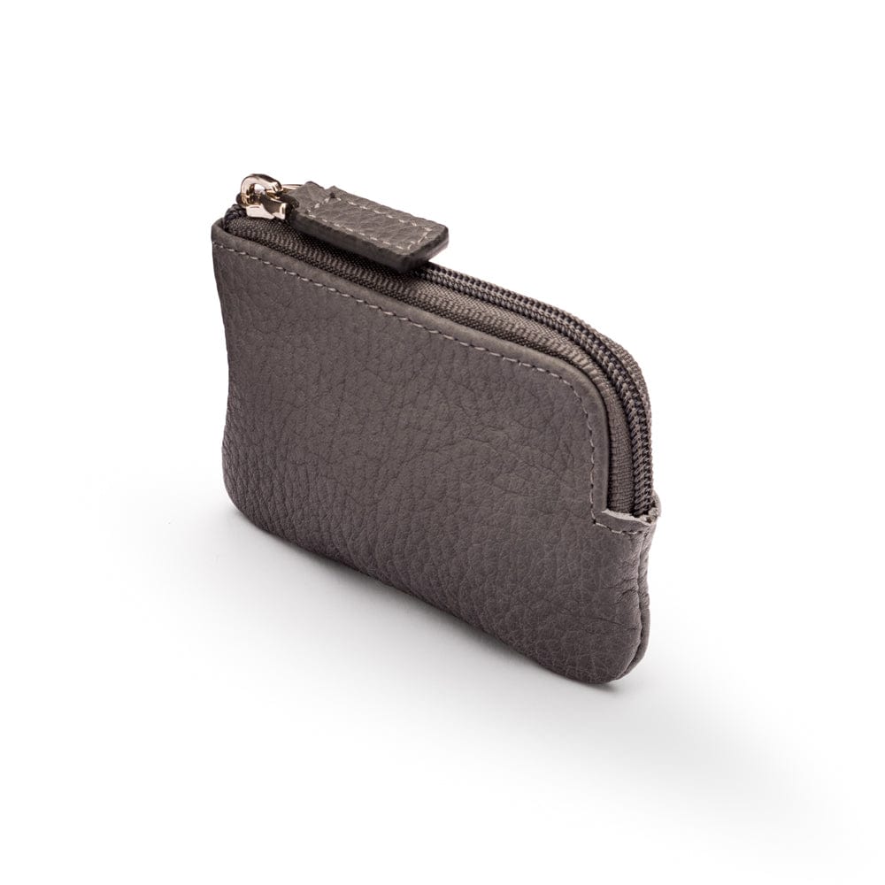 Mini Leather Coin Purse, Key Chain, Grey | Coin Purses | SageBrown