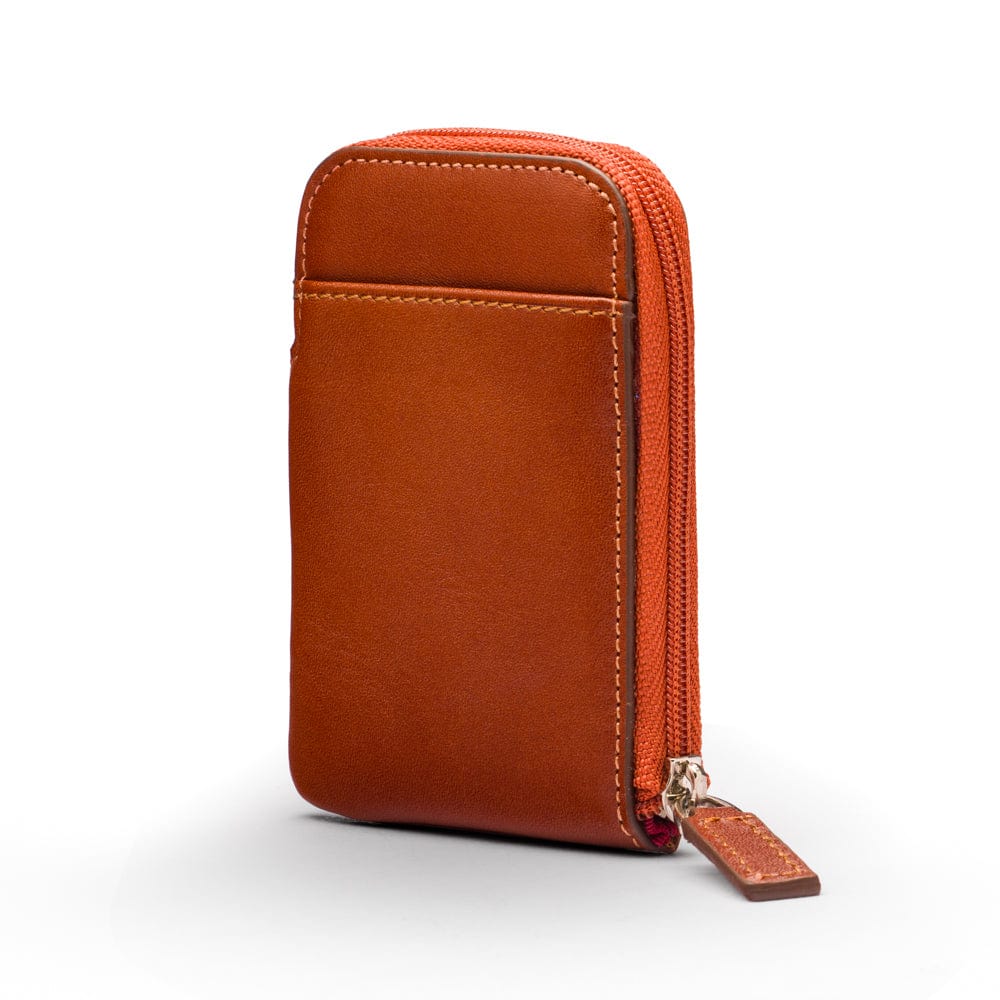 Leather Credit Card Case With Zip, Tan | Card Case | SageBrown