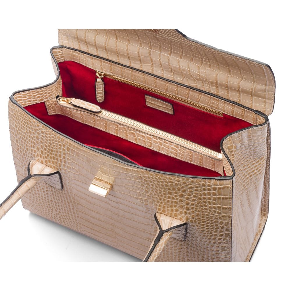 Large Morgan Bag, Ivory Croc | Handbags | SageBrown