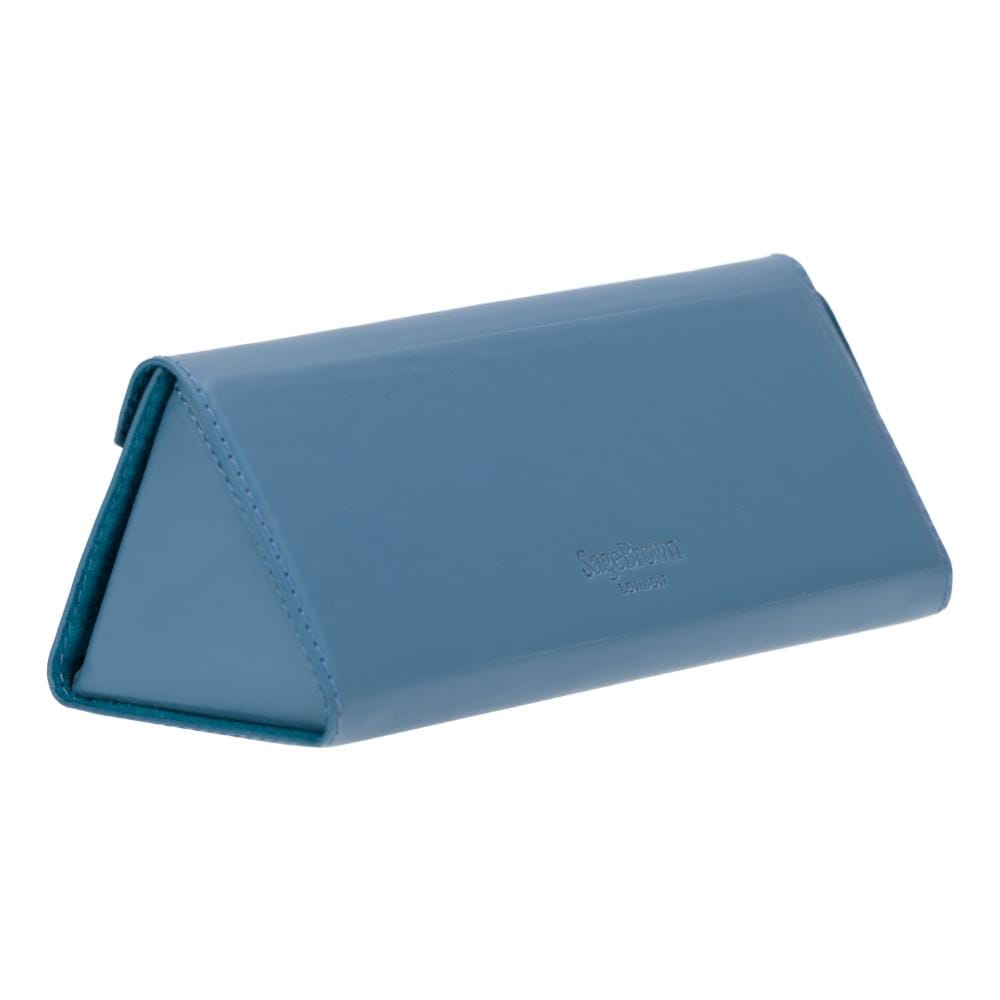Triangular Leather Glasses Case, Blue | Glasses Cases | SageBrown