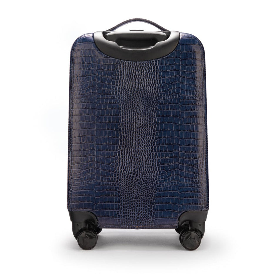 Small Leather Suitcase, Navy Croc | Travel | SageBrown
