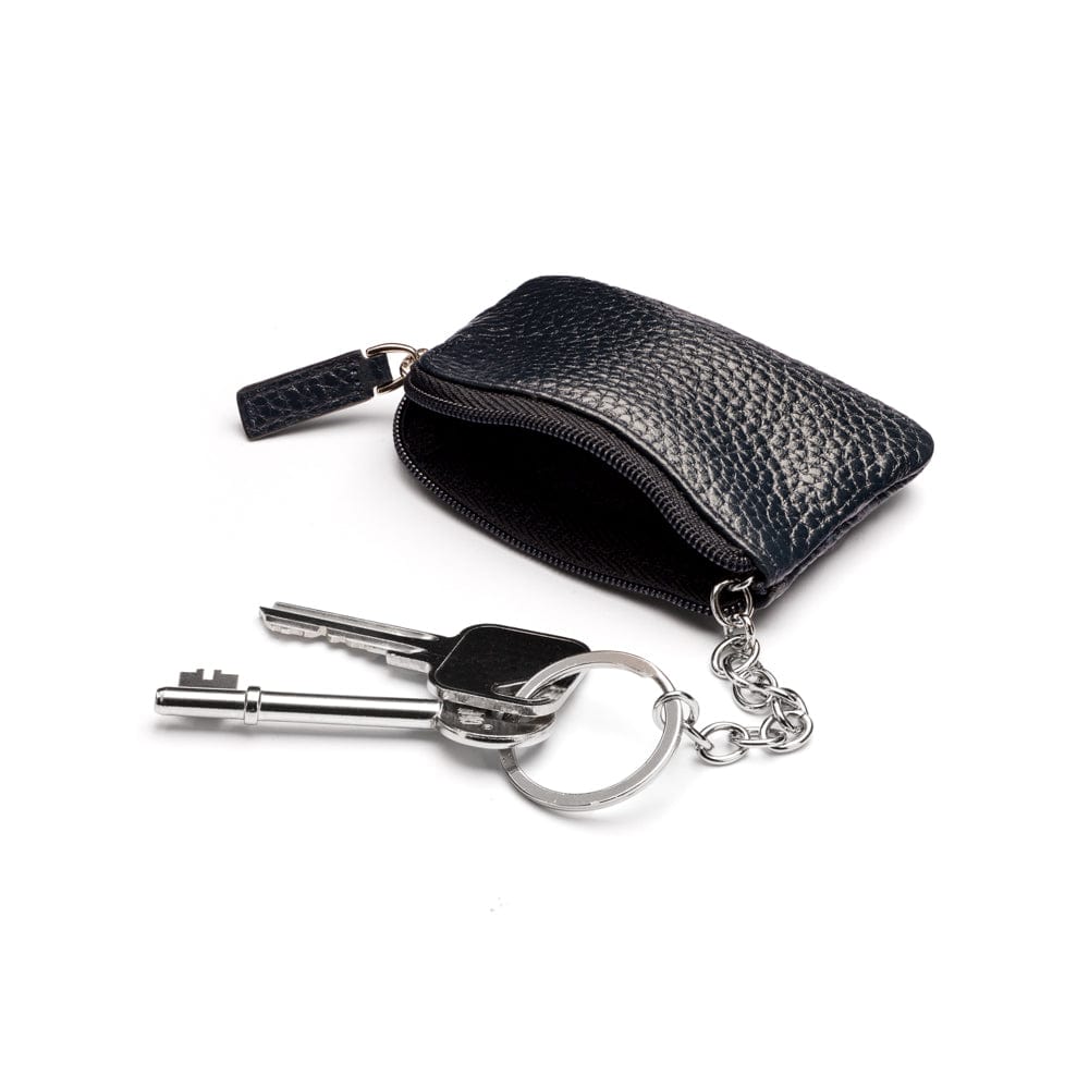 Mini Leather Coin Purse, Key Chain, Navy | Coin Purses | SageBrown