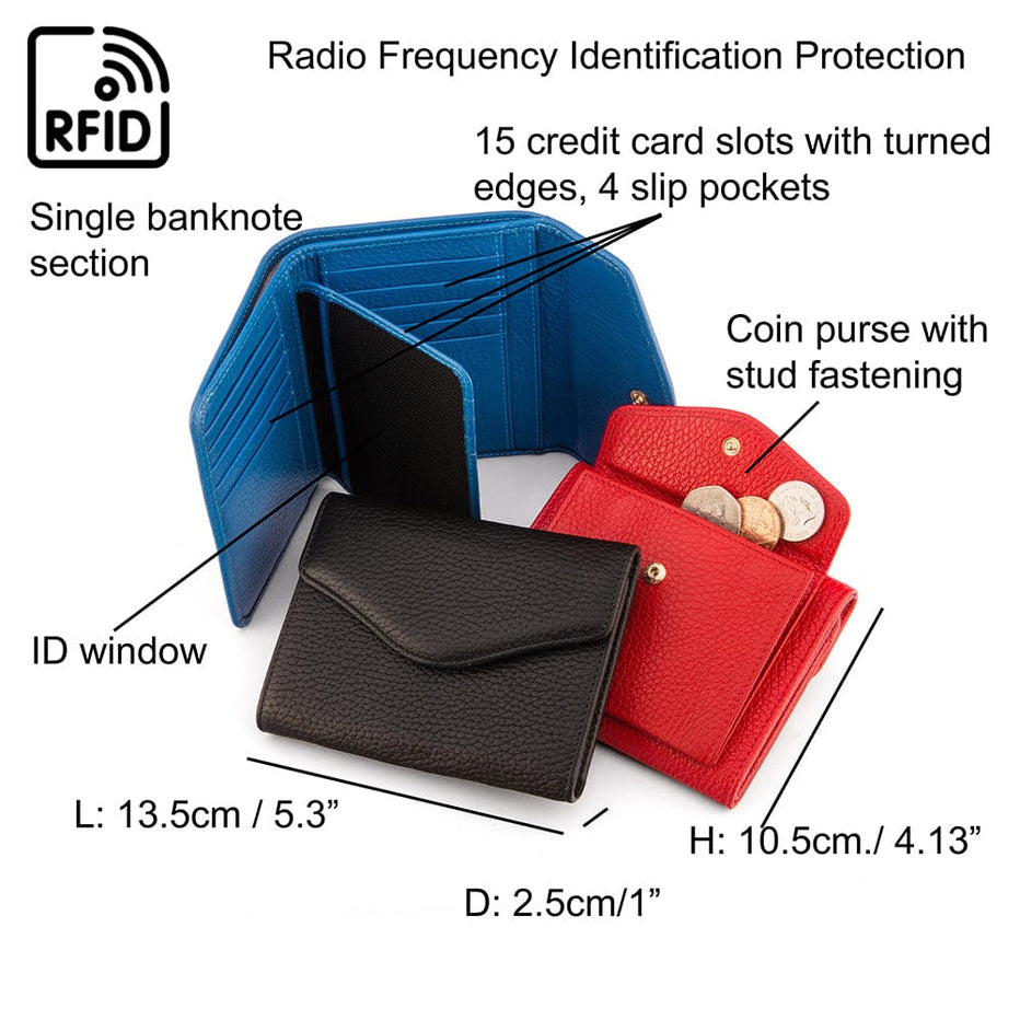 RFID Large Leather Purse, 15 CC, Orange | Purses | SageBrown