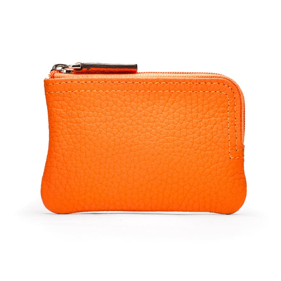 Small Leather Coin Purse, Key Chain, Orange | Coin Purses | SageBrown