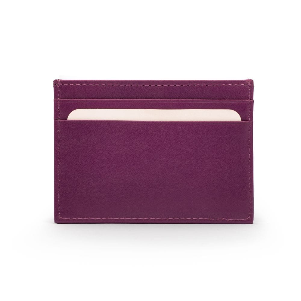 Flat Leather Card Holder, Purple | Card Cases | SageBrown