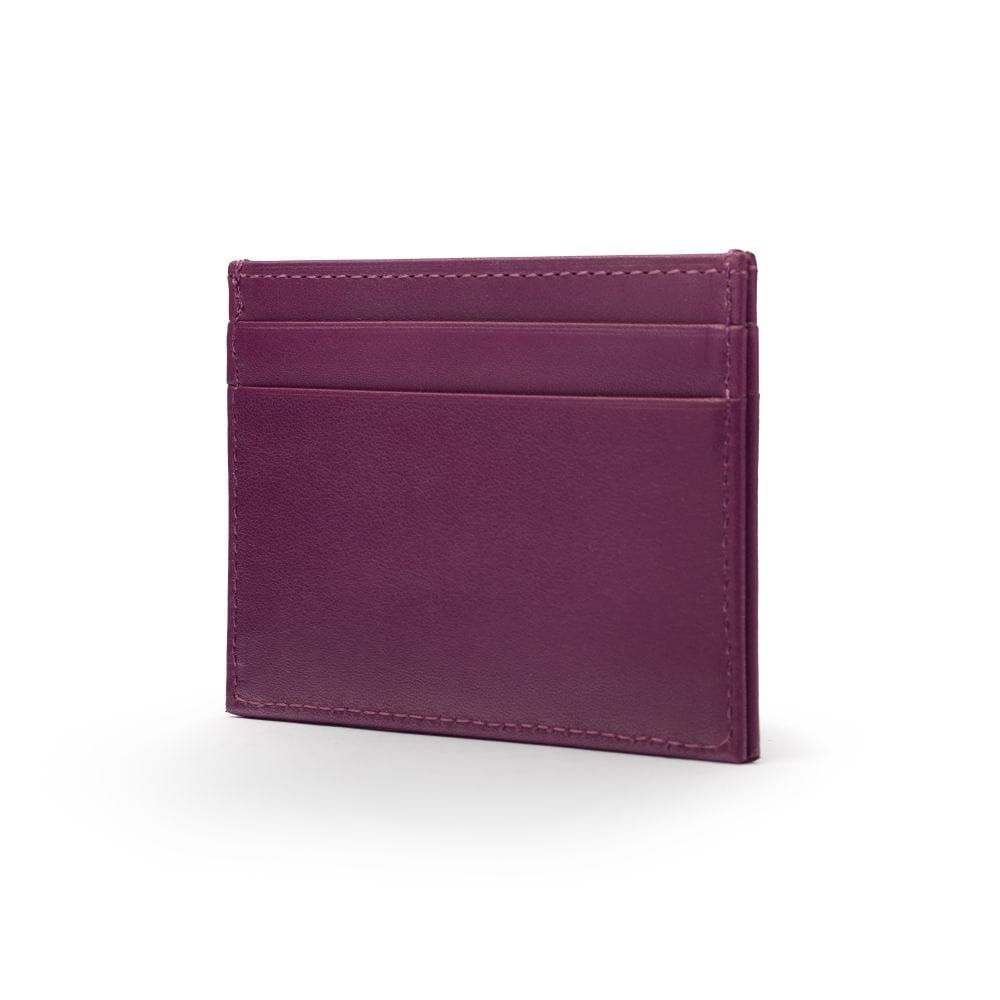 Flat Leather Card Holder, Purple | Card Cases | SageBrown