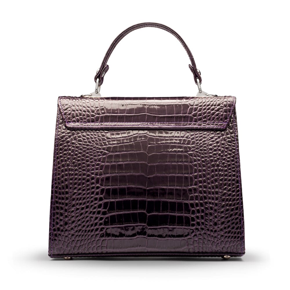 Catherine Top Handle Bag, Purple Patent Croc | Handbags | SageBrown