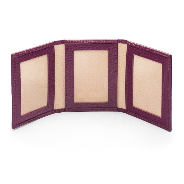 Mini Leather Trifold Photo Frame, Purple | Frames | SageBrown