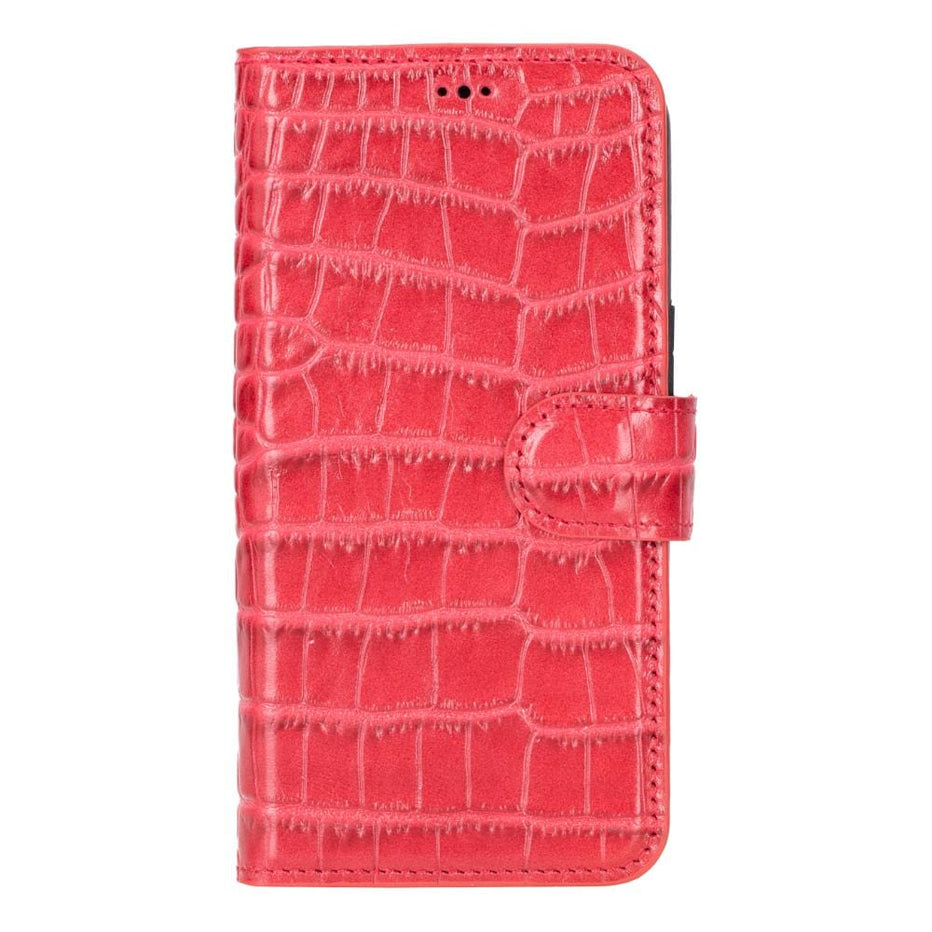 iPhone 15 Case In Leather With RFID Protection, Red Croc | SageBrown