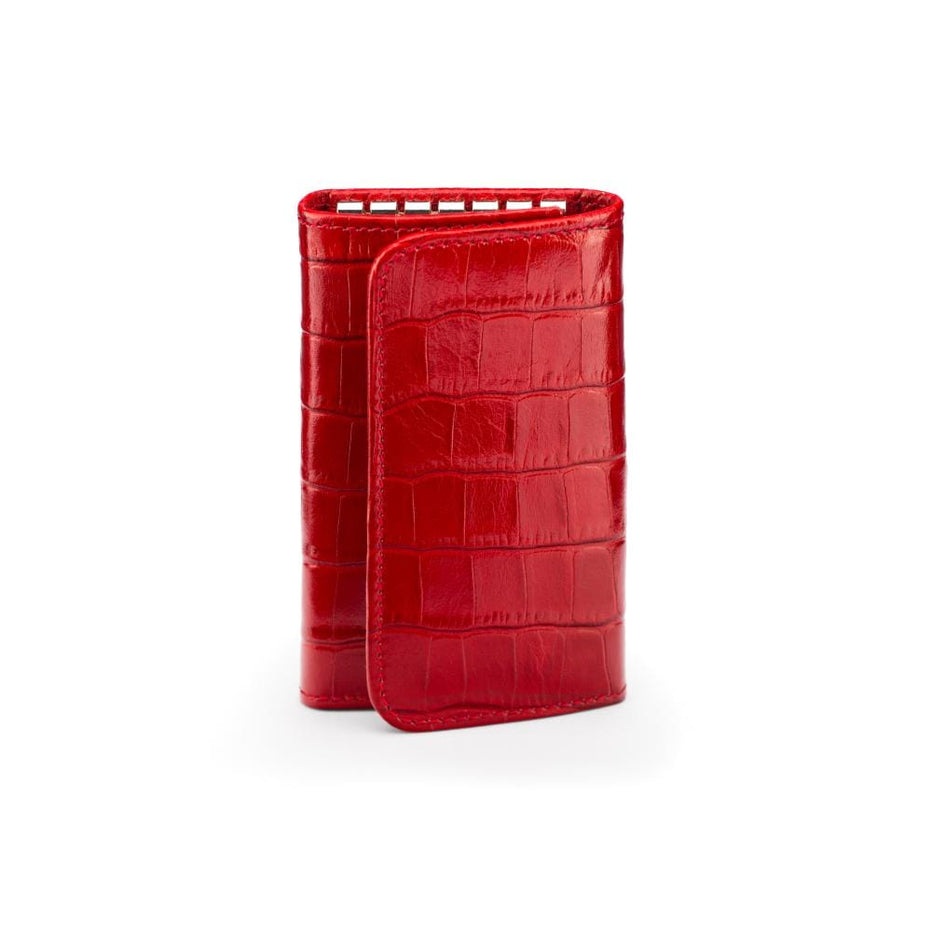 Leather Key Ring Wallet, Red Croc | Key Case | SageBrown