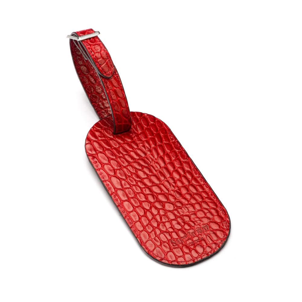 Leather Luggage Tag, Red Croc | Tags For Luggage | SageBrown