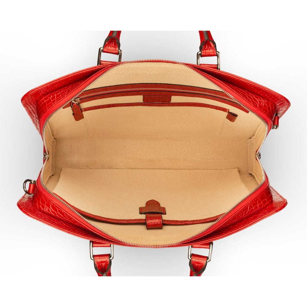 Leather 13" Laptop Bag, Red Croc | Briefcases | SageBrown
