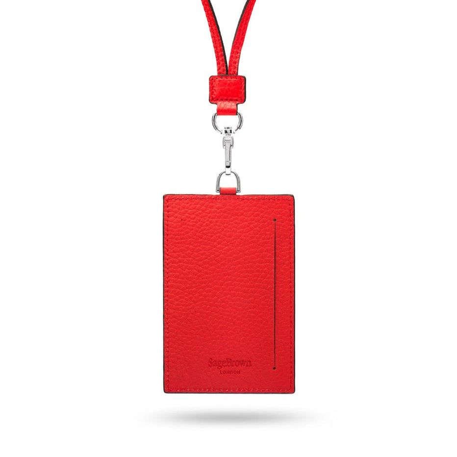 Leather Lanyard ID Card Holder, Red | Card Holders | SageBrown