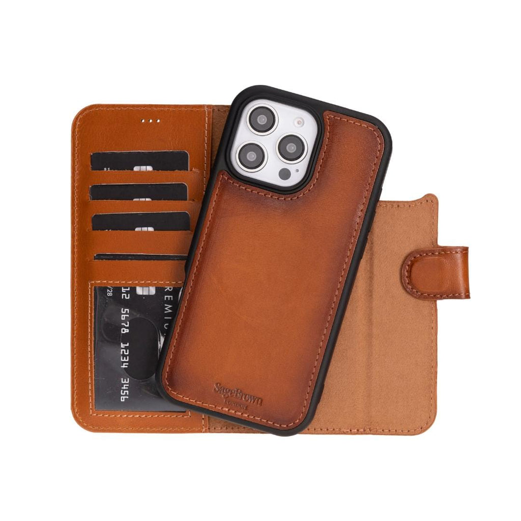 iPhone 16 Pro Max Case In Leather, RFID Protection, Tan | SageBrown
