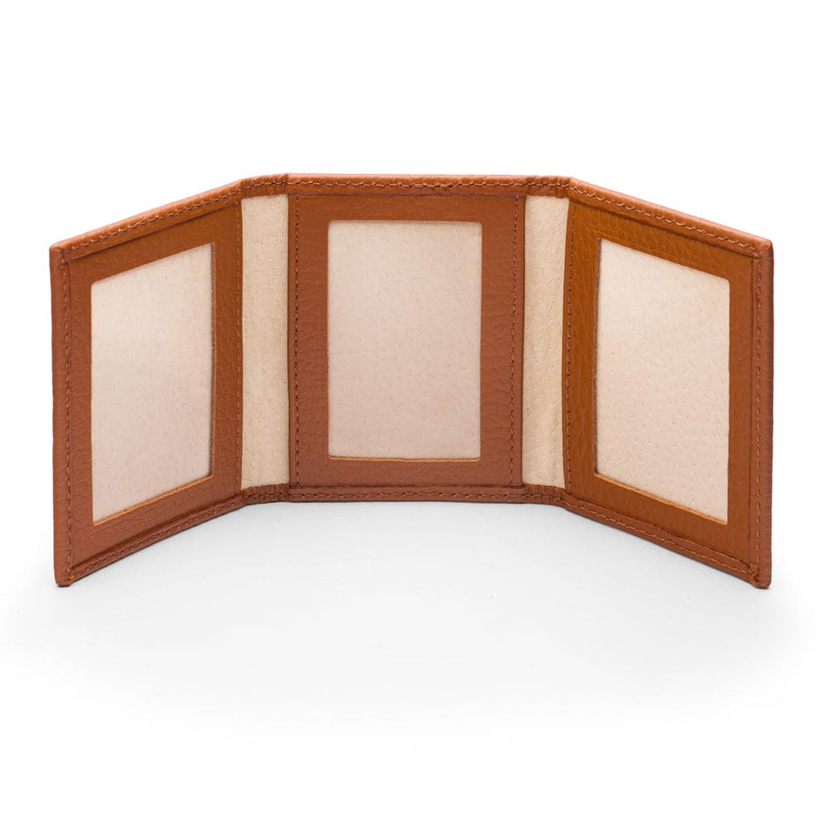 Mini Leather Trifold Photo Frame, Tan | Frames | SageBrown