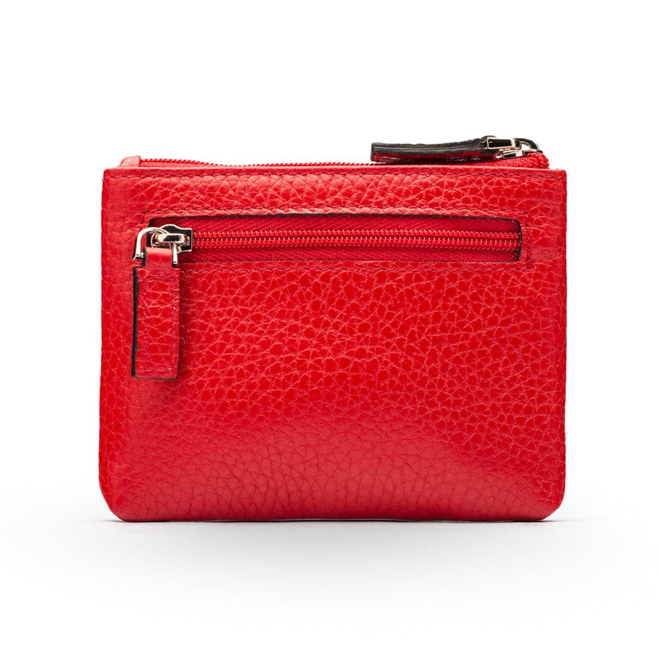 RFID Small Leather Zip Coin Pouch, Red | Coin Purse | SageBrown
