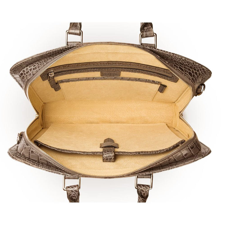Leather 13" Laptop Bag, Taupe Croc | Briefcases | SageBrown