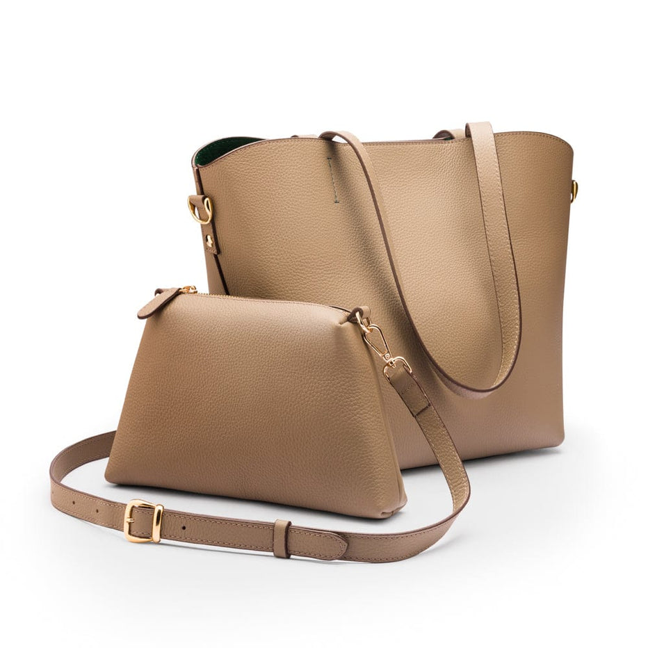 Leather Tote Shopper, Taupe | Tote Bag | SageBrown
