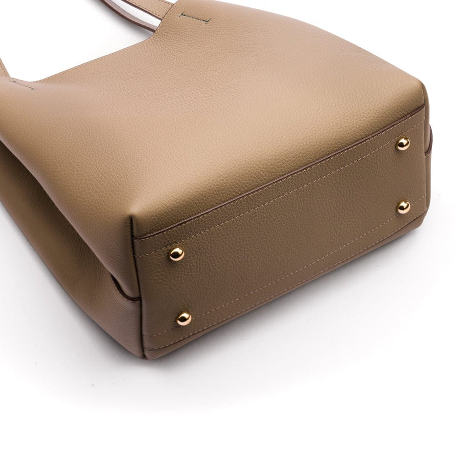 Leather Tote Shopper, Taupe | Tote Bag | SageBrown
