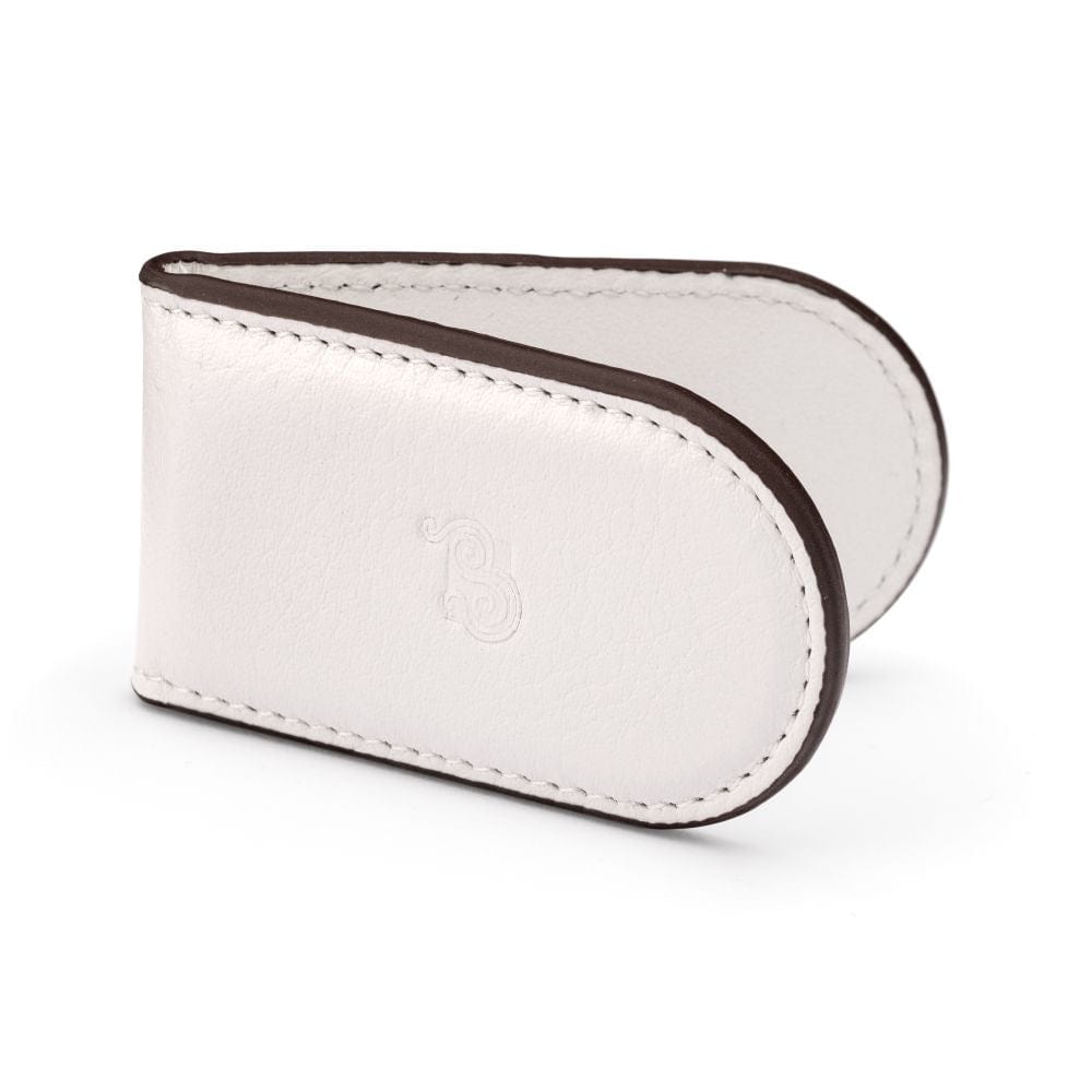 Leather Magnetic Money Clip, White | Money Clips | SageBrown