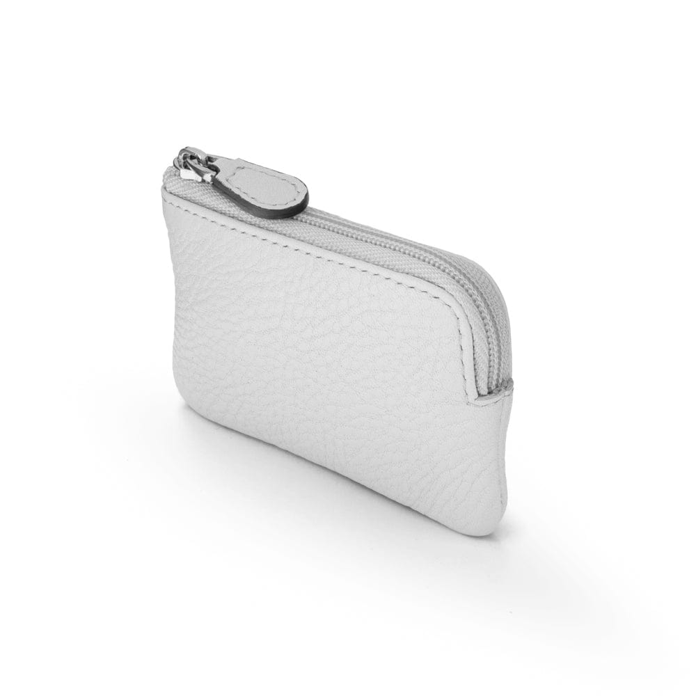 Mini Leather Coin Purse, Key Chain, White | Coin Purses | SageBrown