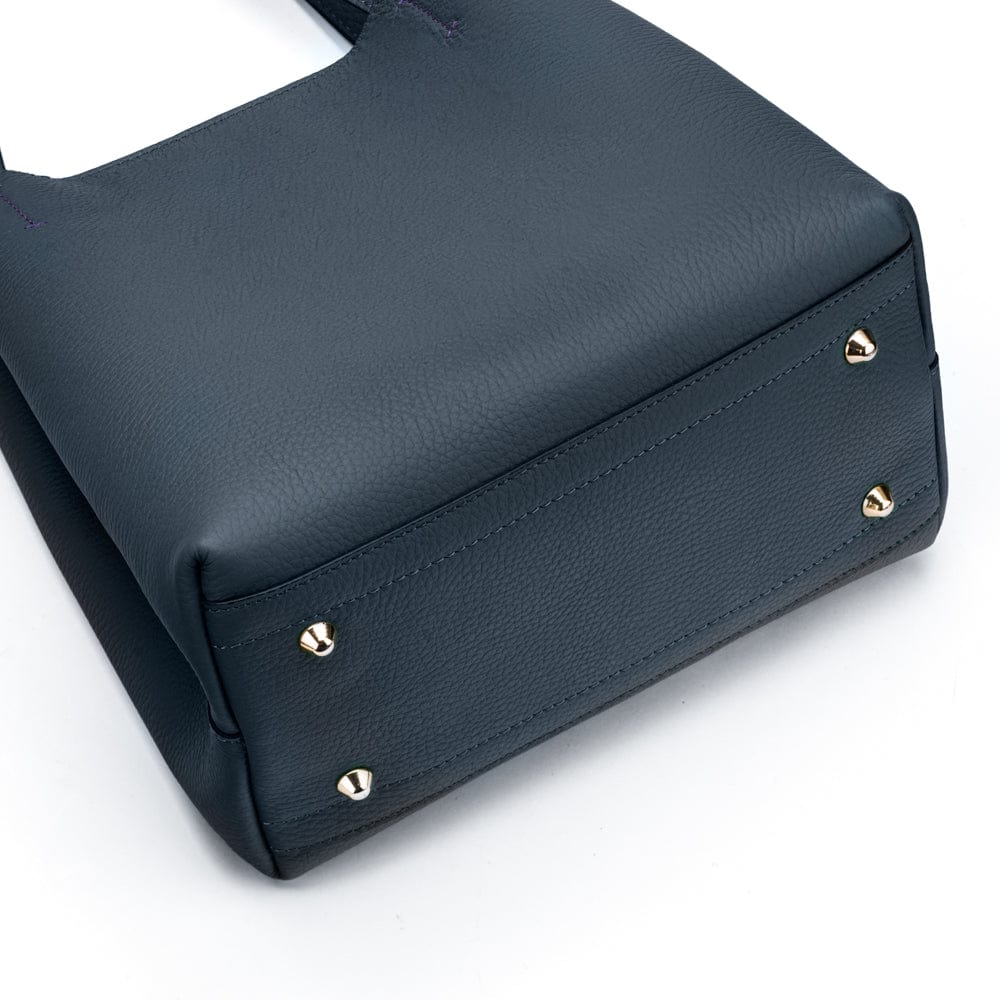 Leather Tote Shopper, Navy | Tote Bag | SageBrown