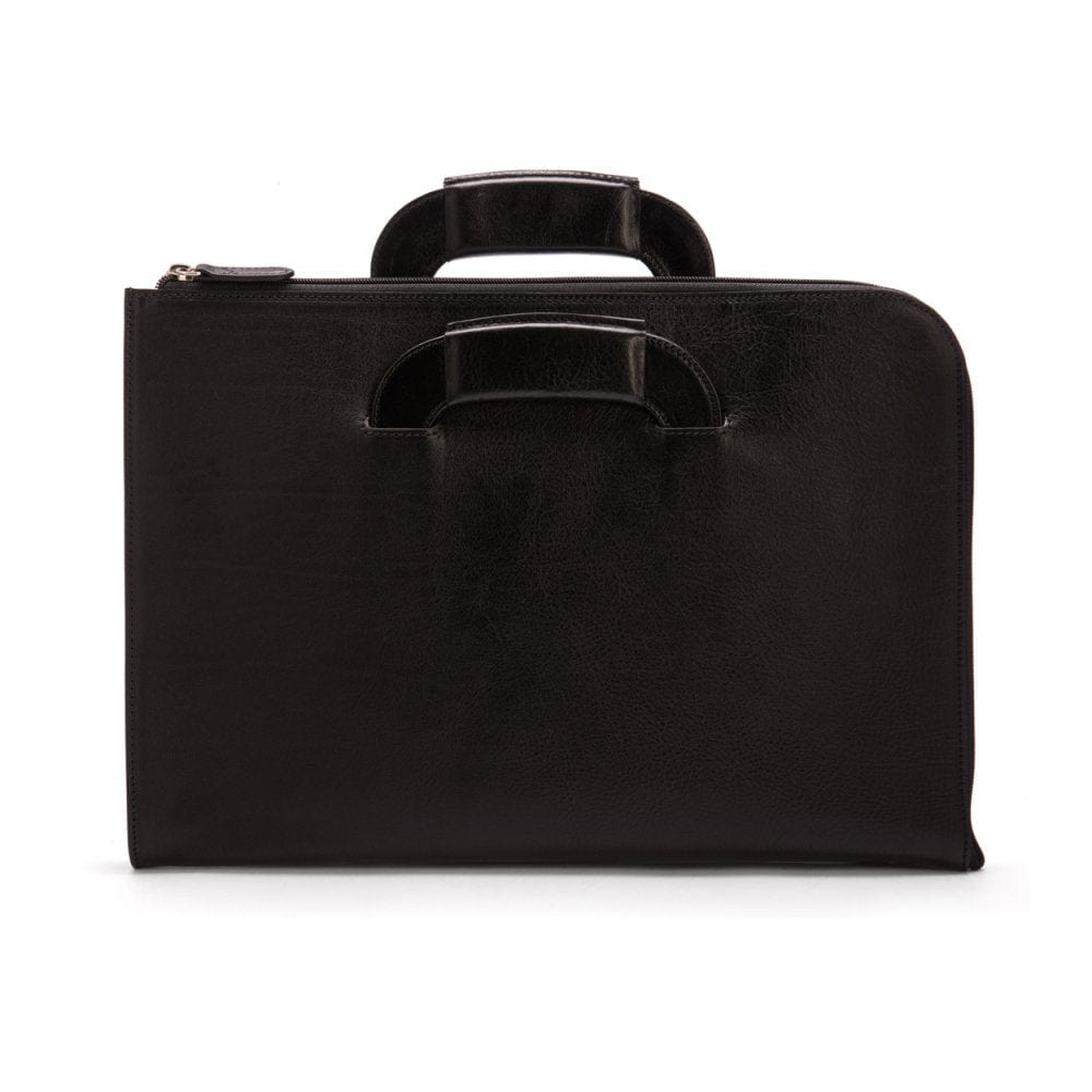 Leather Portfolio with Handles, Black | Document Folders | SageBrown