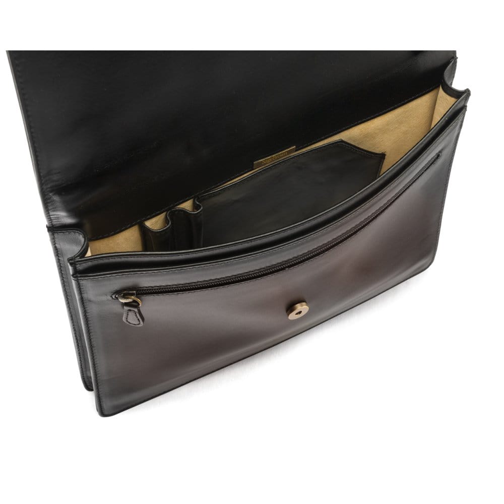 Small Leather Briefcase, Black | Briefcases | SageBrown