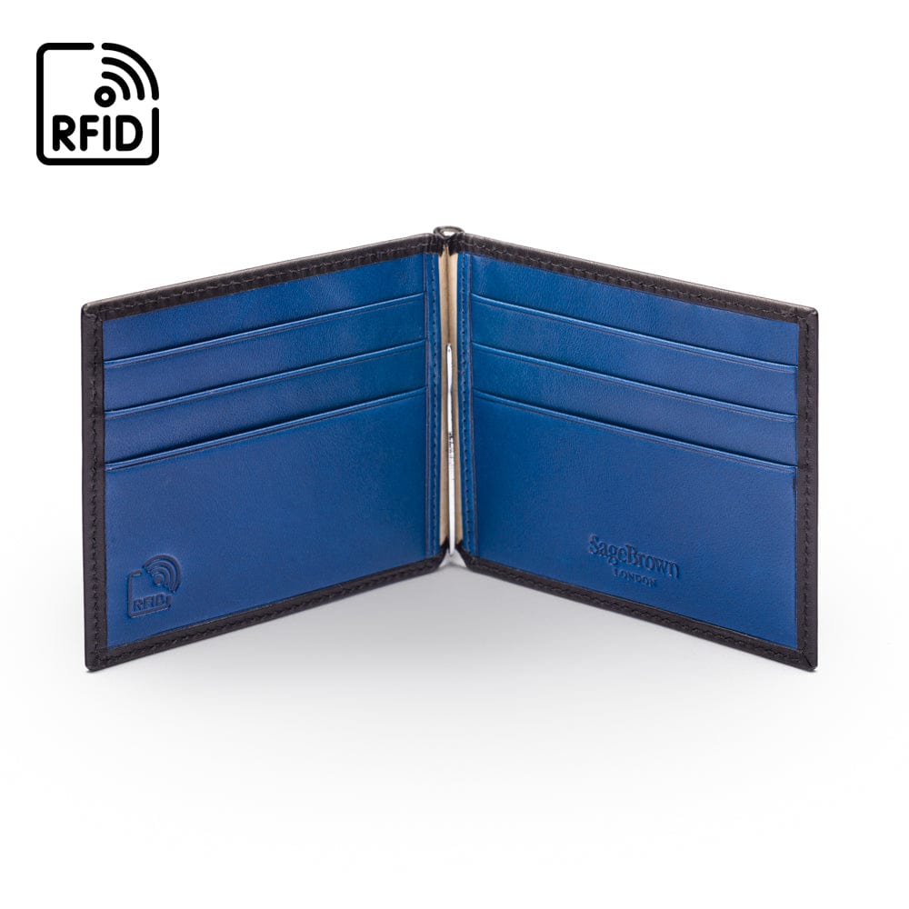 RFID Money Clip Wallet, Black Cobalt | Money Clips | SageBrown