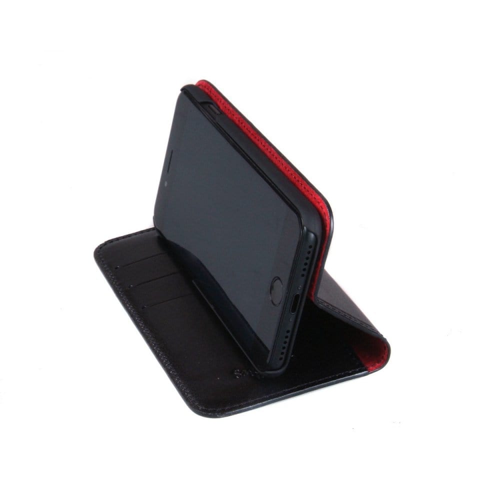 Leather iPhone 8 Plus Case, Black with Red | iPhone Cases | SageBrown