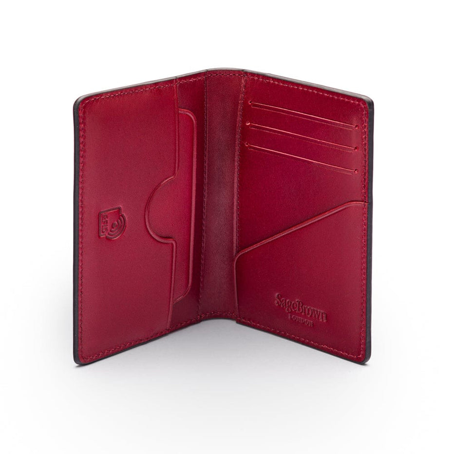 RFID Compact Credit Card Wallet, Black With Red | Card Holders | SageBrown