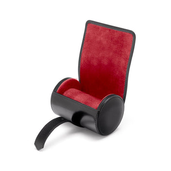 Small Leather Watch Roll, Black With Red | Watch Rolls | SageBrown