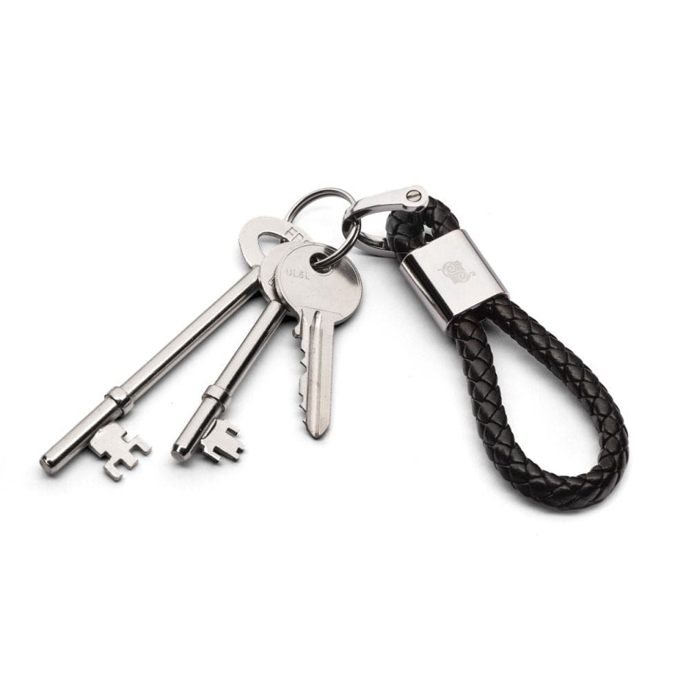 Woven Leather Key Fob, Black | Key Cases & Fobs | SageBrown