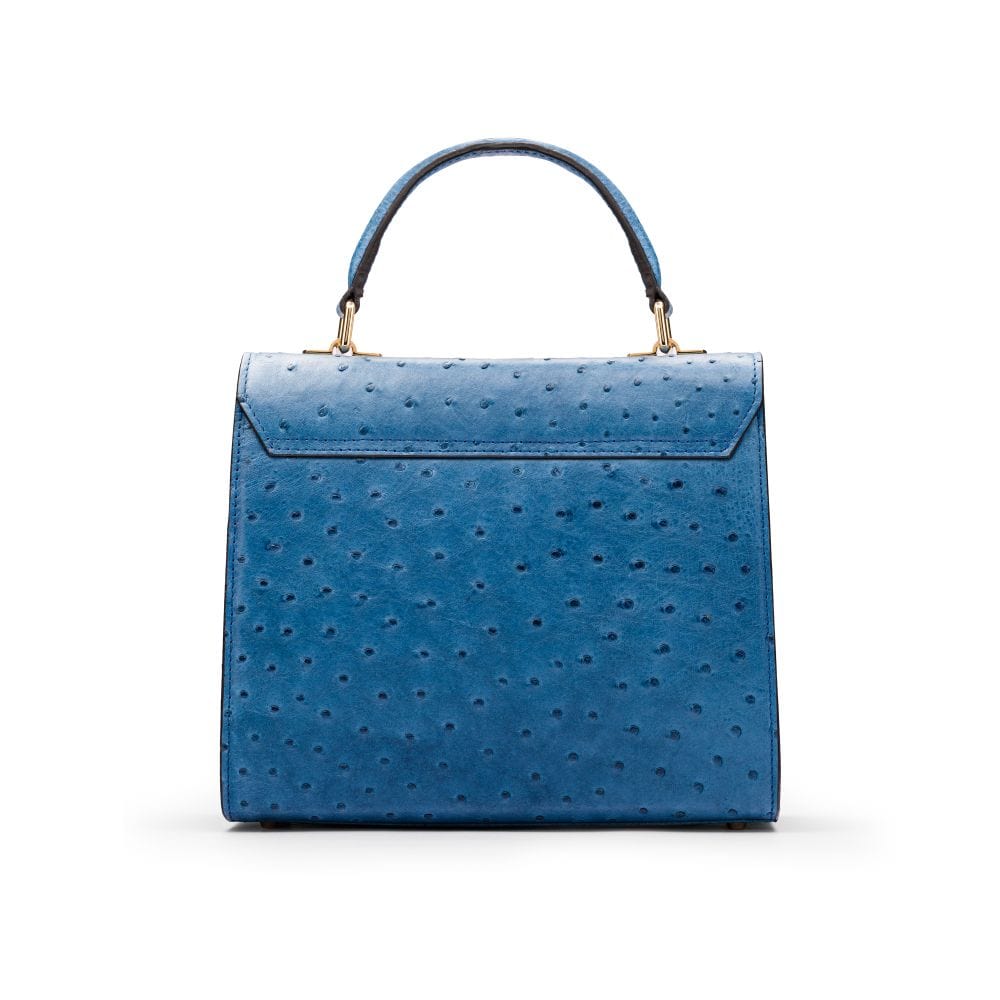 Top Handle Morgan Bag, Blue Ostrich | Top Handle Bag | SageBrown